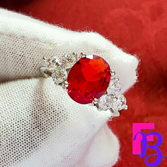FingerBlingers | Jewelry | Ruby Cz Sterling Silver Ring | Poshmark